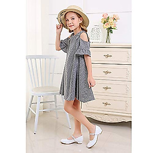 Stelle Girls Dress Shoes Toddler White Flower Girl Low Heels Mary Jane Flat for School Uniform Wedding(Little/Big kid)(7MT, T02-White)