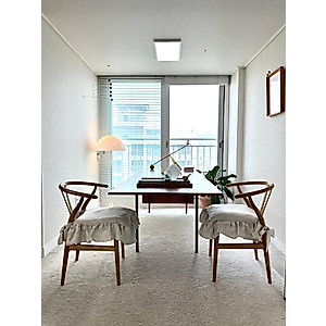 cozymomdeco Korean Made Chair Pad Slipcover Chair Cushion Cover Ties with Ruffle Farmhouse Decor No Cushion Insert, (Solid Beige)