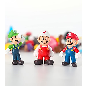 48pcs Super Bros Character Cake Toppers Figures Toys, Birthday Party Cupcake Decorations, Collection Playset 1.2 "- 2.8"
