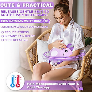 Microwavable Heating Pads for Cramps, Cute Microwave Heating Pad Period Cramps Pain Relief for Women & Girls, Stuffed Animals Moist Heat Pad for Menstrual-Washable Heat Pack (Purple Axolotl)