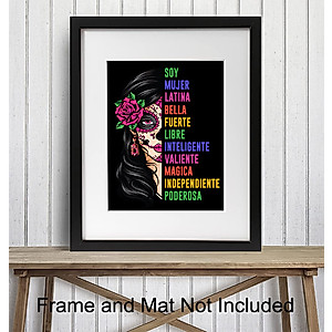 Mexicans Latinx Woman Wall Art - Latina Motivational poster - Arte Decoraciones Para Cuartos - Regalos Para Mujeres Ninas Chicas Chicano Latino Latin Americans - Inspiration Art Positive Quotes 8x10