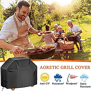 Aoretic Grill Cover 52 inches Gas-BBQ Grill Cover, Waterproof,Anti-UV Material with Velcro Straps & Adjustable Hem Drawstring for Weber Nexgrill Char-Broil Monument Dyna-Glo (52 inch)