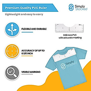 Simply Stocked Tshirt Ruler Guide for Vinyl Alignment - 4 Pcs of PVC T Shirt Rulers to Center Designs for Heat Press - 17.5, 16, 12 and 10 Inch Guides for T-Shirts of All Sizes (White)