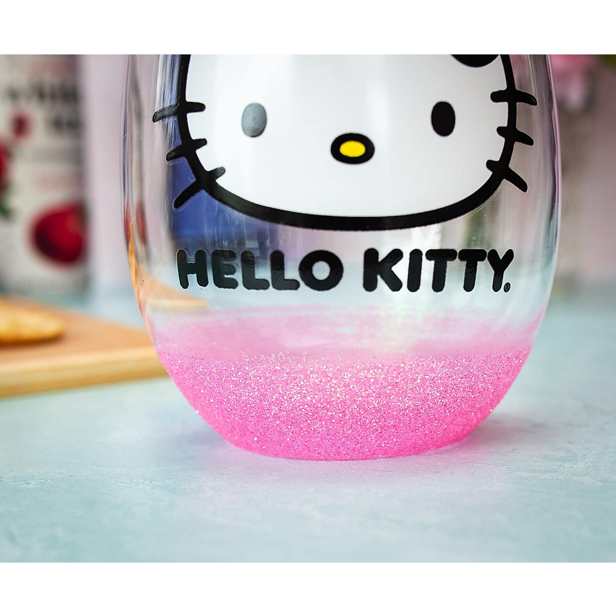 Silver Buffalo Sanrio Hello Kitty Teardrop Stemless Wine Glass | Holds 20 Ounces