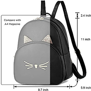 ARDIKAMA Mini Backpack Purse for Girls Teens Women Small Fashion Backpack PU Leather Shoulder Backpacks with Cat Print Pearlescent Violet