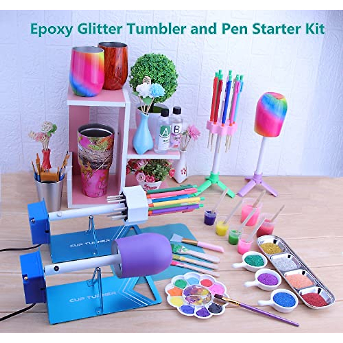 LFSUM Cup Turner for Crafts Tumbler Cup Spinner Machine Kit,Cuptisserie Turner DIY Glitter Epoxy Tumblers Spinner Turner