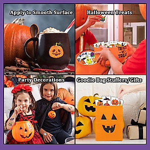Partywind 204 PCS Glitter Halloween Tattoos for Kids Treats, Halloween Party Decorations Supplies for Boys Girls, Tattoo Stickers for Halloween Goodie Bag Stuffers (Individually Wrapped Sheets)