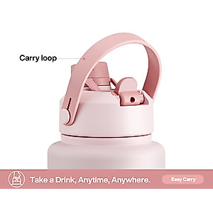 POWCAN 40 oz Insulated Water Bottle with 2-in-1 Straw and Spout Lid, Keep Cold 24H, Leak-Proof, BPA-Free, Double Wall Stainless Steel Water Bottle for Sports, Gym, Travel, and School (Cotton Candy)