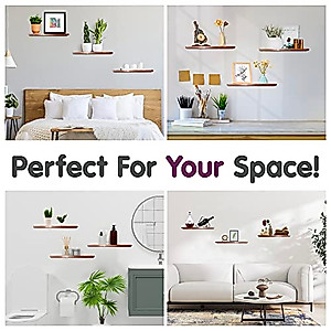 JAWU Floating Shelves Wood 3 Pack - 17 x 5.5in | Wood Shelf Wall | Rustic Floating Shelf Wall Shelf | Wooden Floating Shelves Wall Display Shelf | Rustic Floating Shelves for Wall | Wooden Shelves |