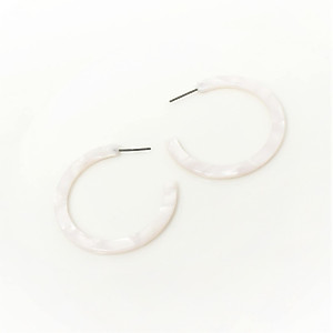 POMINA Lightweight Marble Acrylic Resin Hoop Earrings Basic Fashion White Hoop Earrings for Women (White)