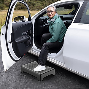 HBTower Step Stool, Mobility Step Stool for Adults & Seniors, Non-Slip Step Platform Indoor and Outdoor, Portable Step Riser, Safety Step for Car, Bedside, Office, Shower, Stairs, Black