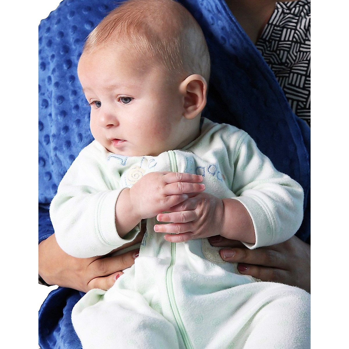 Reversible Unisex Children's Soft Baby Blanket Minky Dot (Navy/Navy)