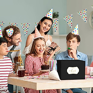 LIKAJON 1 Pack Black Card Box for Party, Gift Cards Receiving Box Wedding Card Box Money Box for Birthday, Bridal or Baby Showers, Retirement, Anniversary, Graduation, Raffle Ticket Box