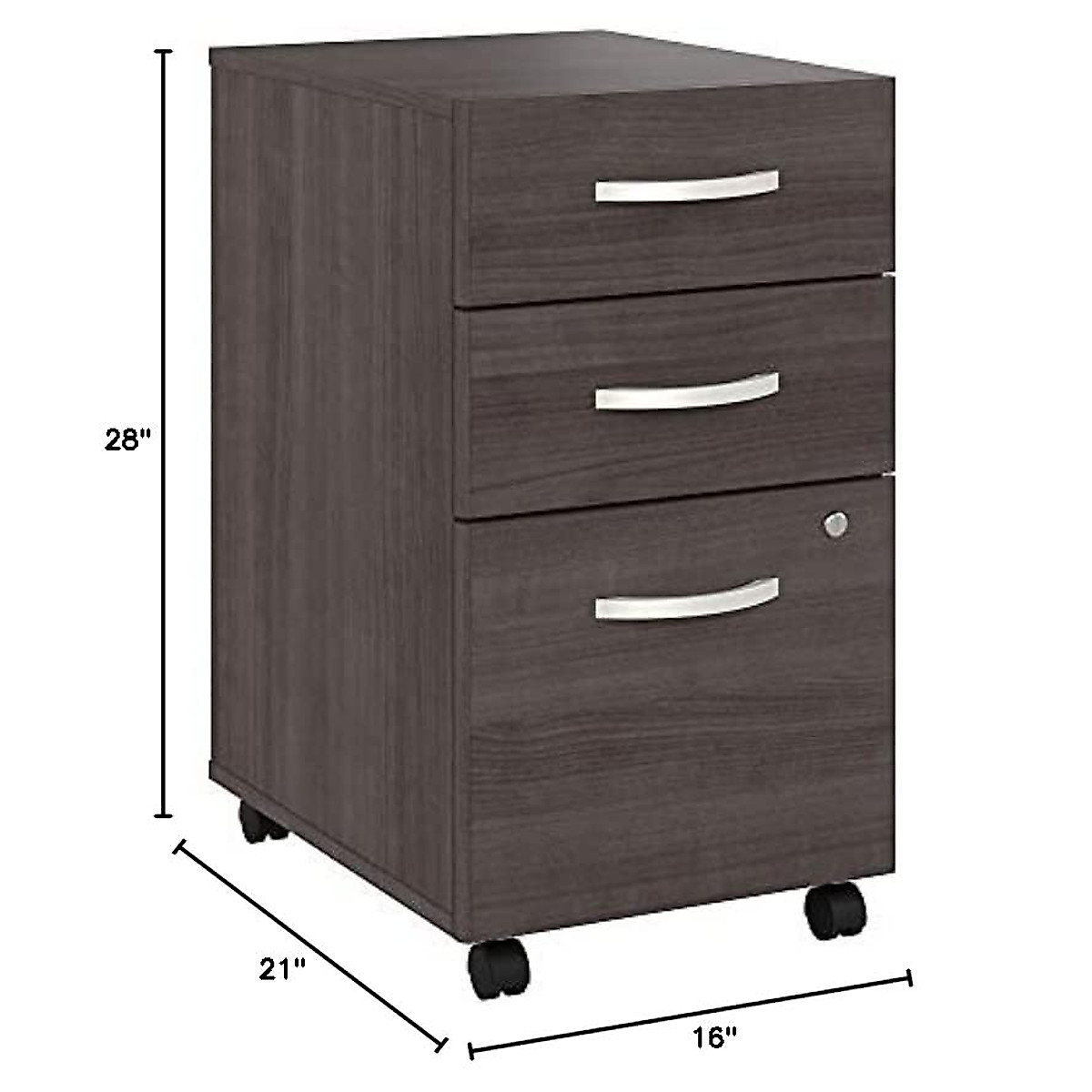 Bush Business Furniture Hybrid 3 Drawer Mobile File Cabinet-Assembled, Storm Gray