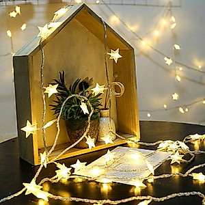 Star String Lights, LONJYI 19.6ft/6m 40 LED Fairy Lights USB Powered String Lights for Home Garden Party Wedding Birthday Christmas Indoor Outdoor Decoration (Warm White)