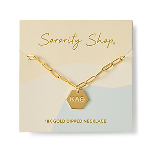 Sorority Shop Kappa Alpha Theta Paperclip Necklace — KAT 18K Gold Plated Sorority Gifts Necklace, Long-Lasting Kappa Alpha Theta Gifts for Women