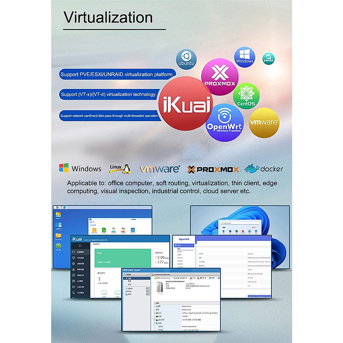 MOGINSOK 4X 2.5GbE Intel I225-V Ethernet Firewall Appliance Mini PC, Intel Celeron J4125 AES-NI VPN Router PC HDMI VGA 4GB RAM 64GB MSATA SSD