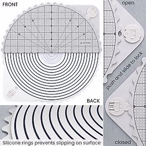 ARTEZA 14 Inch Premium Self-Healing Rotating Cutting Mat, Scalloped Edge, 360° Rotation, Locking Feature, for Quilting and Crafting