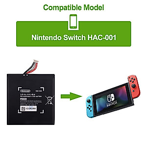 SwarKing Replacement Battery Compatible with HAC-003 NintendoSwitch HAC-001 NintendoSwitch-Spielekonsole vorgesehen with Toolkit