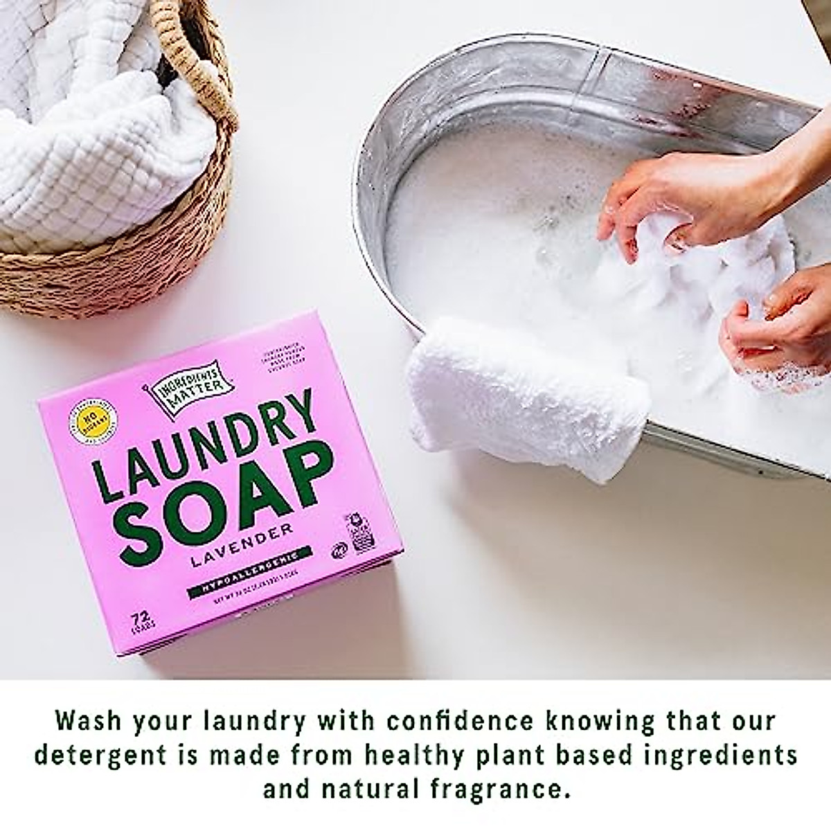 Ingredients Matter Lavender Scent 36 oz Laundry Detergent Powder - Hypoallergenic, Natural, Detergent-Free, Planet-Friendly Laundry Supplies - Made in USA