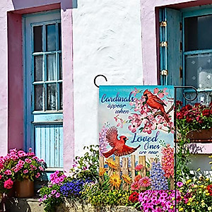 Covido Home Decorative Cardinals Appear When Loved Ones are Near Spring Garden Flag, Summer Bird Porch Yard Dogwood Daisy Flower Outside Decoration Inspirational Outdoor Small Decor Double Sided 12x18
