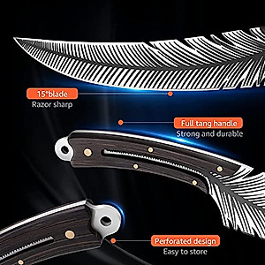 Huusk Japan Knife, Sharp Feather Knife Hand Forged Viking Knife High Carbon Steel Butcher Knife Boning knife for Meat Cutting Japanese Chef Knives Cooking Knife with Sheath for Kitchen Outdoor Camping