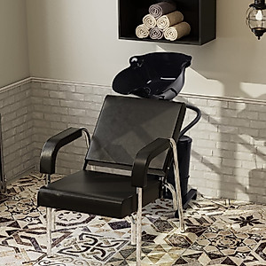 SyyBhb Portable Shampoo Bowl with Electric Pump, Portable Hair Washing Sink with Wheels, 2 Tanks for Water Storage and Drainage, Sprayer and Drain Hose, Adjustable Height & Angle