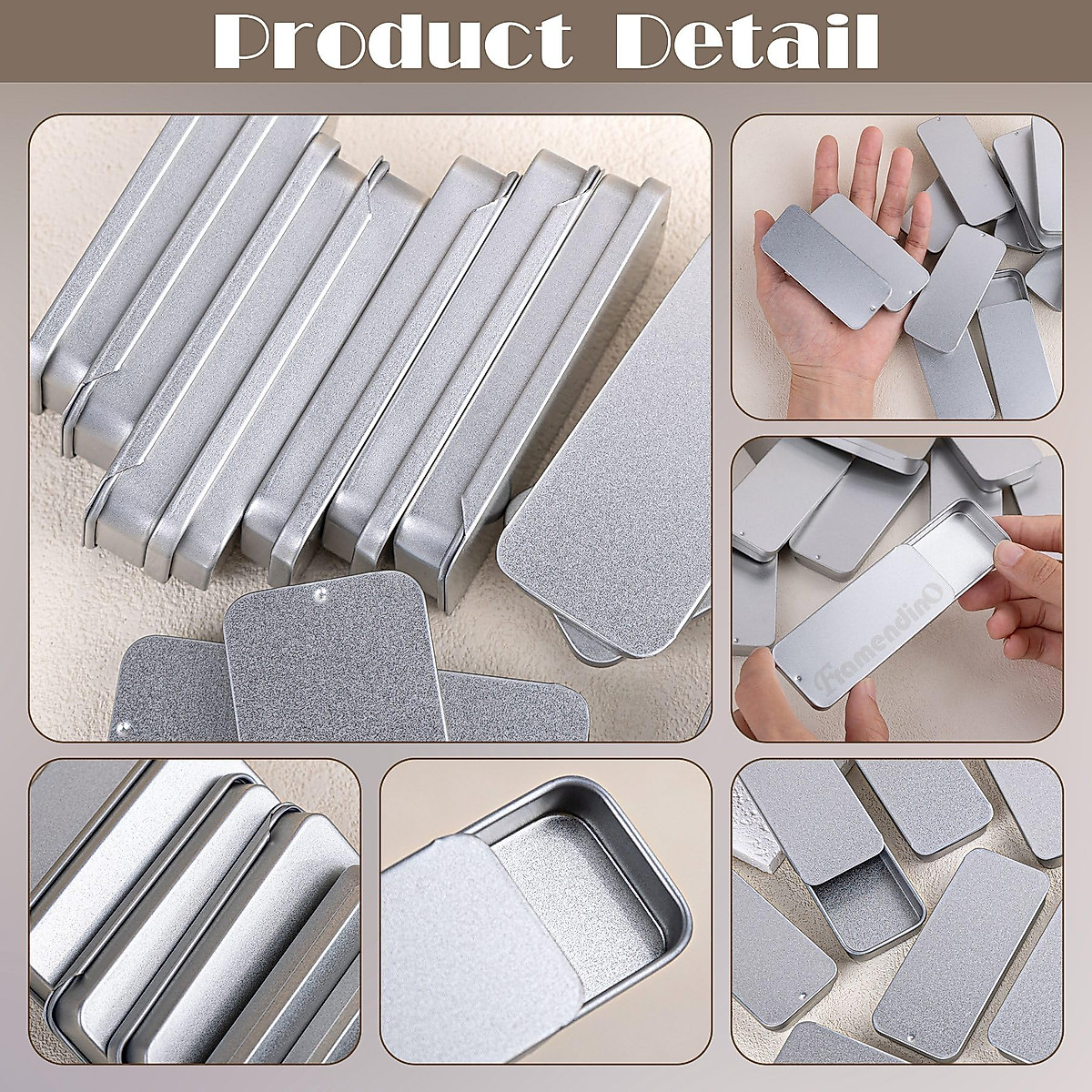 Framendino, 40 Pack Small Slide Top Tin Lip Balm Tins with Lids Mini Rectangular Metal Tins Containers for Jewelry Crafts Wedding Jewelry Lip Balm Container Cosmetic Organizer