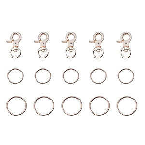 Ruwado 5 Pcs Dog Tag Clips with 5 Pcs 3/4 Inch Keychain 5 Pcs 1 Inch Keychain Gold Metal Dog Tag Rings for Pet Kitten Cat Collars ID Holder Harnesses