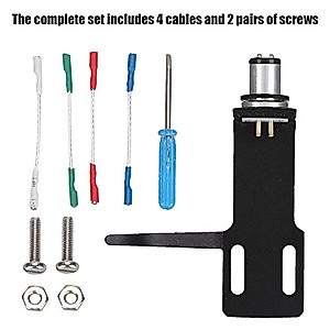 Mugast Phono Headshell Kit,6.4CM Aluminum Alloy Turntable Cartridge Phonograph Player Record Player Headshell,Include 4 Pcs Cables and 2 Pcs Screws (Black)