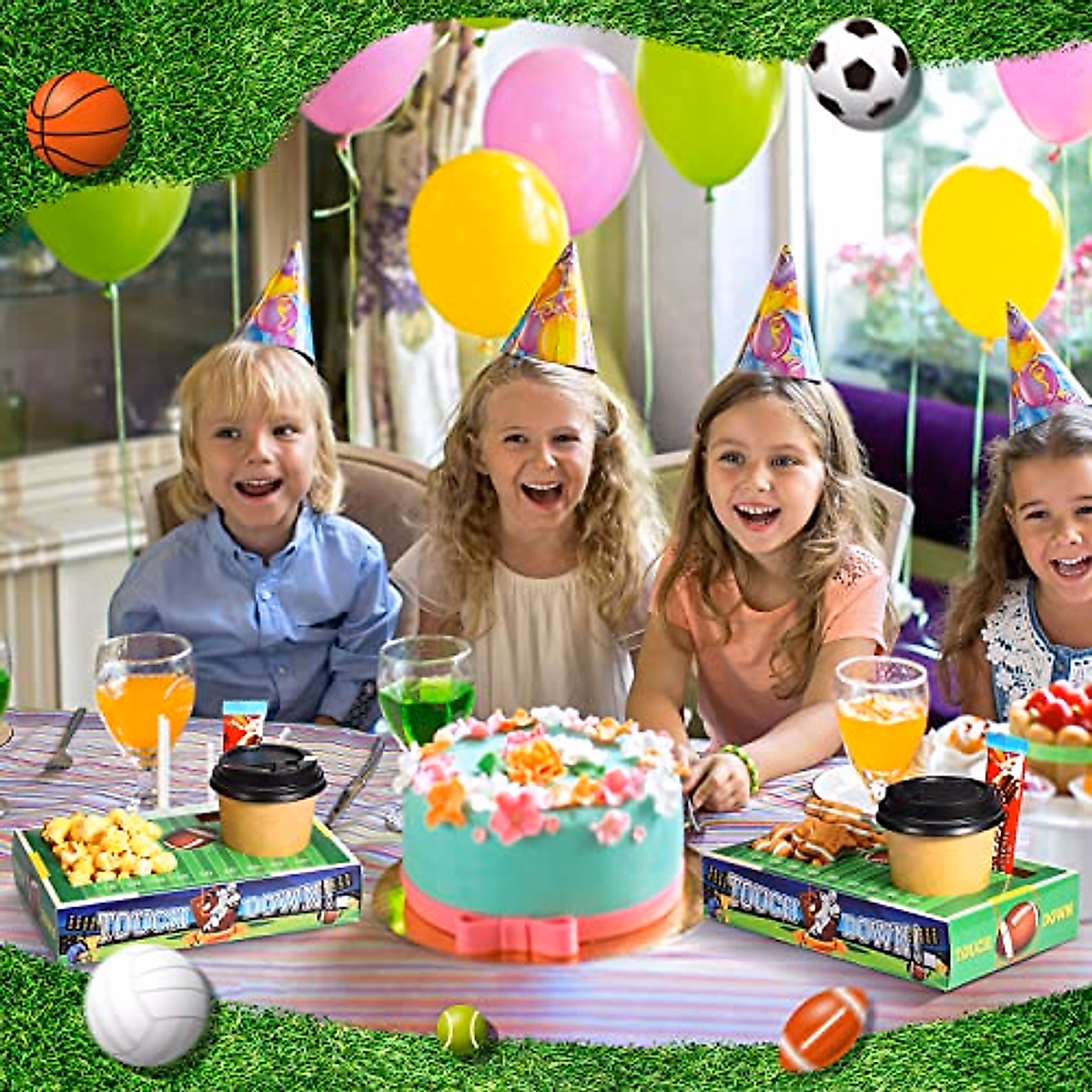 20 Pcs Large Snack Food Trays Disposable with Football Style Movie Night Trays Paper Popcorn Nacho Drink Candy Holder Movie Theater Snack Boxes Bowls Movie Trays for Kids Movie Night Party Supplies