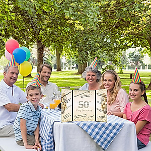 DARUNAXY Black Gold 50th Anniversary Party Decorations, Happy 50th Anniversary Alternative Signature Guest Book for Parents Cheers to 50 Years Gifts 50 Anniversary Signing Card Board Party Supplies