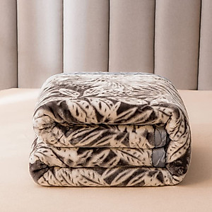 Korean Mink Blanket Plush Blanket Twin Size 60" x 80",5 Pounds Heavy Fleece Blanket Silky Soft Warm 2 Ply Cat Family Blue Throw A&B Printed Raschel Bed Blanket