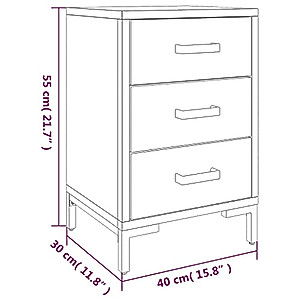 YAFF Bedside Cabinet Black 15.7"x11.8"x21.7" Solid Wood Pine