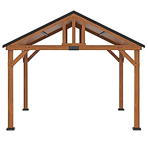 BHVXW 12' x 11' Hardtop Gazebo with Wood Frame and Waterproof Asphalt roof, Gazebo Canopy for Garden, Patio, Backyard