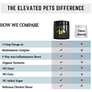 Ultra-Healthy Omega 3 Fish Oil Treats w/MSM, Glucosamine, Chondroitin, EPA/DHA for Dogs: Elevated Pets Fish Oil, Turmeric & Joint Supplement + Allergy Chews - Ultimate Dog Vitamin Supplement