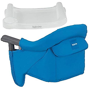 Inglesina - Fast Table Chair with Fast Tray: Hook On Portable High Chair for Babies and Toddlers, Damage Free Travel Booster Seat for Restaurant Use - Includes Snap On Tray, Light Blue