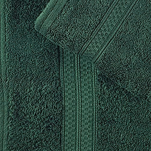 SUPERIOR Face Towel Set, Soft Cotton and Rayon from Bamboo, 12 Piece Set of Washcloths, Makeup Remover Terry Cloth, Decorative Bathroom Essentials, Absorbent Facial Fast Dry Towels, Hunter Green