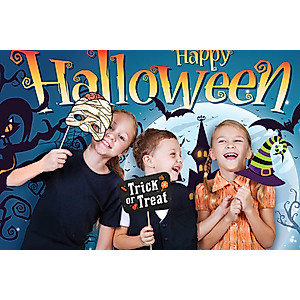 Happy Halloween Photography Backdrop and Studio Props DIY Kit. Great as Photo Booth Background, Costume Dress-up Party Supplies and Event Decorations