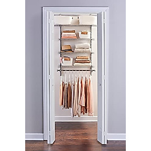 Rubbermaid Configurations Deluxe Custom Closet Kit, 3-6 Ft. Adjustable Metal Wire Shelving, Titanium Finish, Expandable Organization System, Hardware Included, for Home Closet/Pantry/Laundry/Mudroom