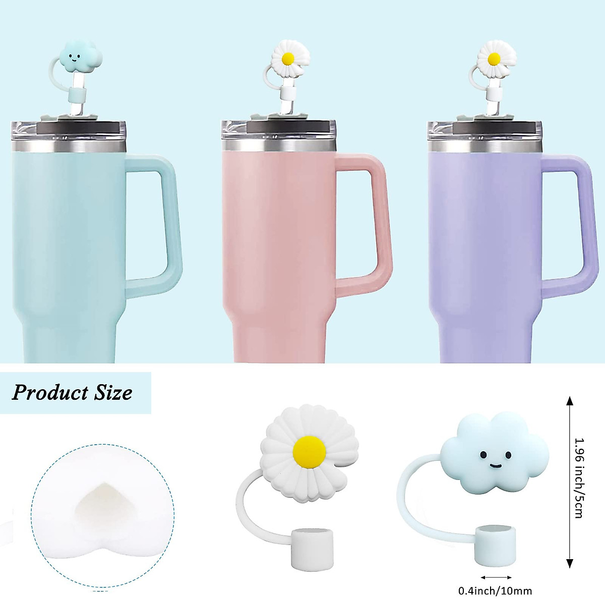 4Pcs Straw Cover Cap for Stanley Cup,Silicone Straw Topper Compatible with 30&40 Oz Tumbler with Handle,Straw Tip Covers 10mm for Stanley Cups Accessories (4PCS)