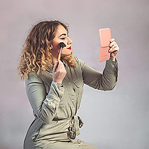 Kintion Pocket Mirror, 1X/3X Magnification LED Compact Travel Makeup Mirror, Compact Mirror with Light, Purse Mirror, 2-Sided, Portable, Folding, Handheld, Small Lighted Compact Mirror for Gift, Pink