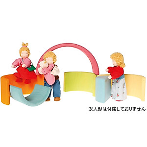 Grimm's Spiel und Holz Design Large 6-Piece Pastel Rainbow Stacker, Open-Ended Wooden Nesting & Stacking Toy Blocks