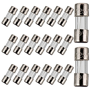 BOJACK Mini Fuse 3.6x10mm 2.5A 2.5amp 125V 0.14x0.39 Inch F2.5AL125V Fast-Blow Glass Fuses (Pack of 20)
