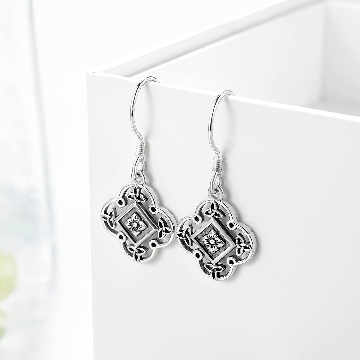 Celtic Knot Drop Earrings 925 Sterling Silver Irish Knot Vintage Dangle Earrings Celtic Knot Jewelry Gift for Women