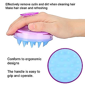 Shampoo Massager Brush, Round Silicone Scalp Massage Exfoliator Comb for Hair Cleaning Washing, Shampoo Brush Massager for All Hair Types of Women, Men (purple)