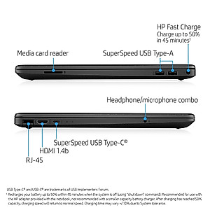 HP 2023 Newest Pavilion 15.6'' HD Laptop,Quad Core Intel Pentium N5030 (Upto 3.1GHz),8GB RAM,256GB SSD,Intel UHD Graphics,WiFi,HD Webcam,HDMI,RJ-45,10+ Hour Battery,Win 11+MarxsolCables Black
