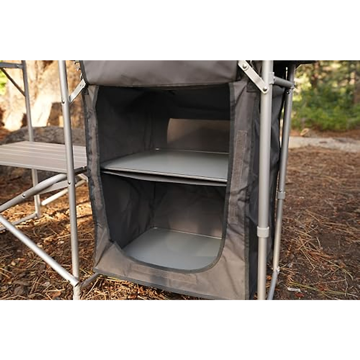 MOUNTAIN SUMMIT GEAR Deluxe Roll Top Kitchen Table for Camping made with Weather-Resistant Aluminum (by Caddis Sports Inc.)