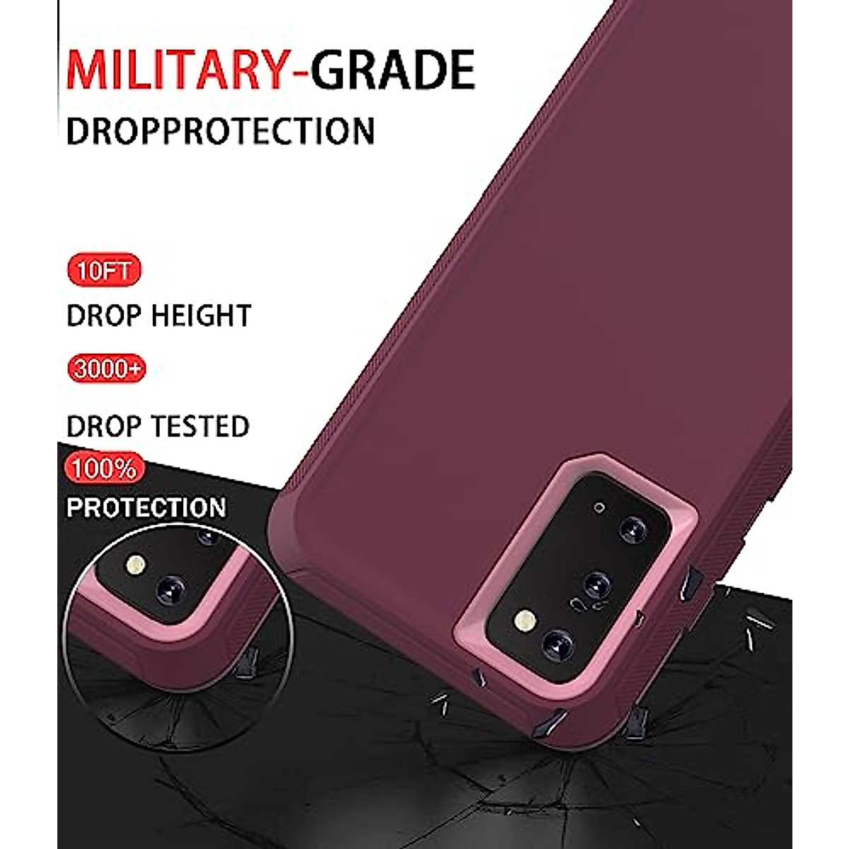 Guirble for Samsung Galaxy S20 Case,Shockproof Dropproof Galaxy S20 Case,Heavy Duty Protective for Samsung S20 Case 6.2 Inch (Purple/Pink)