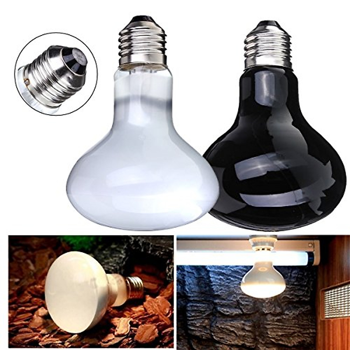 CTKcom 2-Pack 110V 75W Pet Heating Lamp,Basking Heat Spot Lamp, Reptile Heat Bulb for Turtle Aquarium Aquatic Reptile Lizard Heat Lighting E26/E27,White,2 Pcs